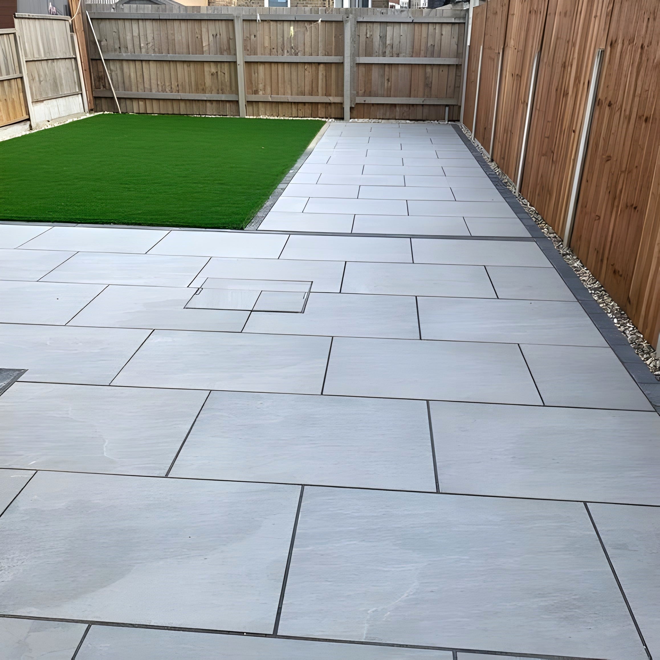 Kandala Grey Indian Sandstone Paving - 900 x 600 x 22mm - Hand Cut & R – Stone Saver