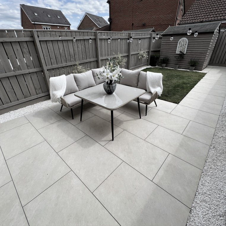 Everest Pearl - Grey Porcelain Paving Tiles - 900 x 600 x 20mm – Stone ...