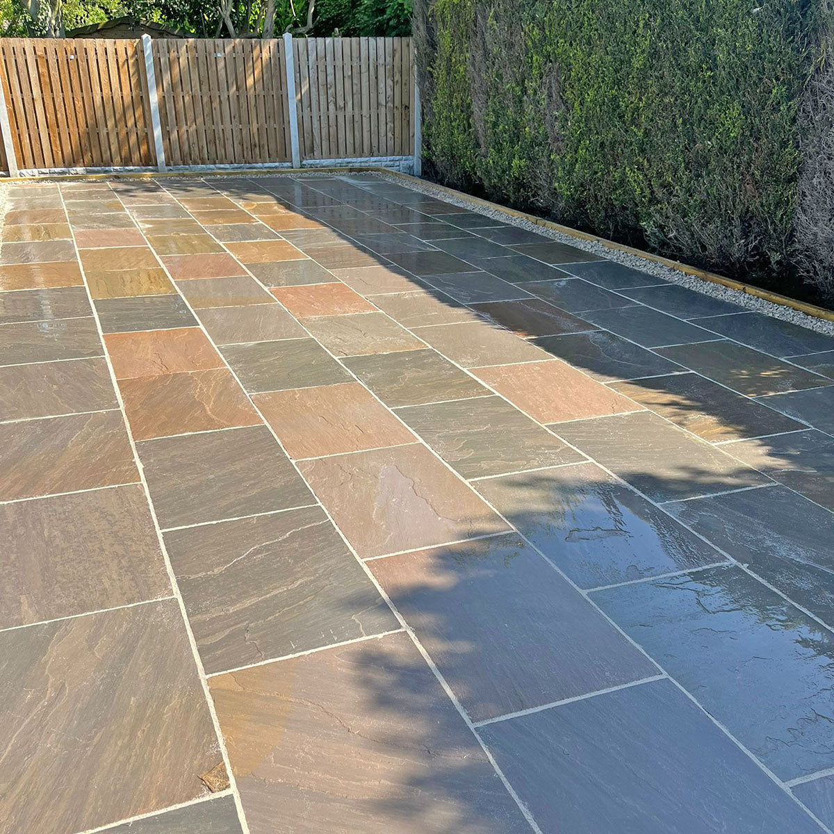 Autumn Brown Indian Sandstone Paving - 900 x 600 x 22mm - Hand Cut & R ...