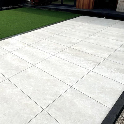 Quartz - White Porcelain Paving Tiles - 900 x 600 x 20mm – Stone Saver