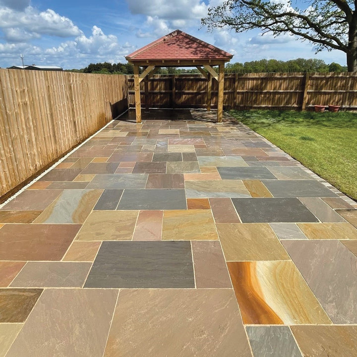 Buff Indian Sandstone Paving - Patio Pack - Mixed Sizes - Hand Cut & R ...