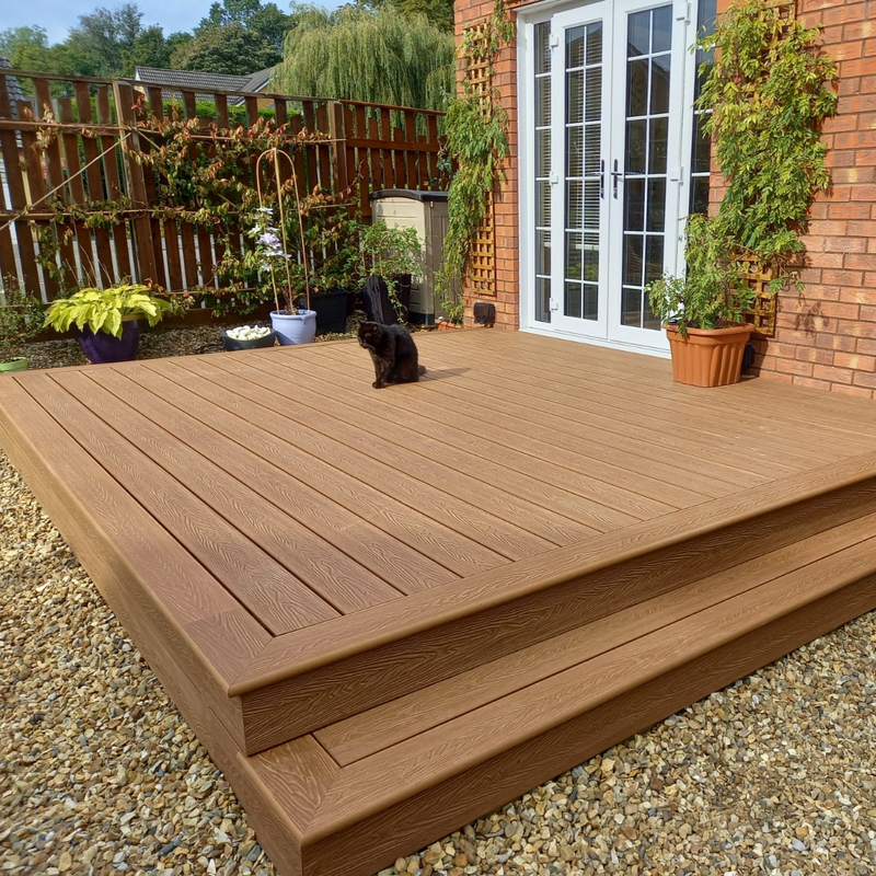 Soho Teak - Brown Composite Decking - Bullnose Decking Board - 3600 x – Stone Saver