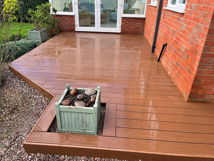 Soho Teak - Brown Composite Decking - Decking Board - 3600 x 146 x 25 – Stone Saver