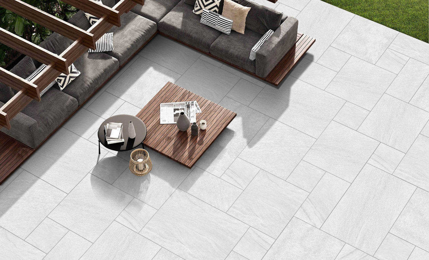 Everest Pearl - Grey Porcelain Paving Tiles - 900 x 600 x 20mm – Stone ...