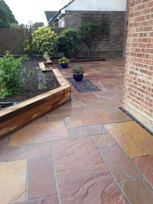 Modak Indian Sandstone Paving - 900 x 600 x 22mm - Hand Cut & Riven ...