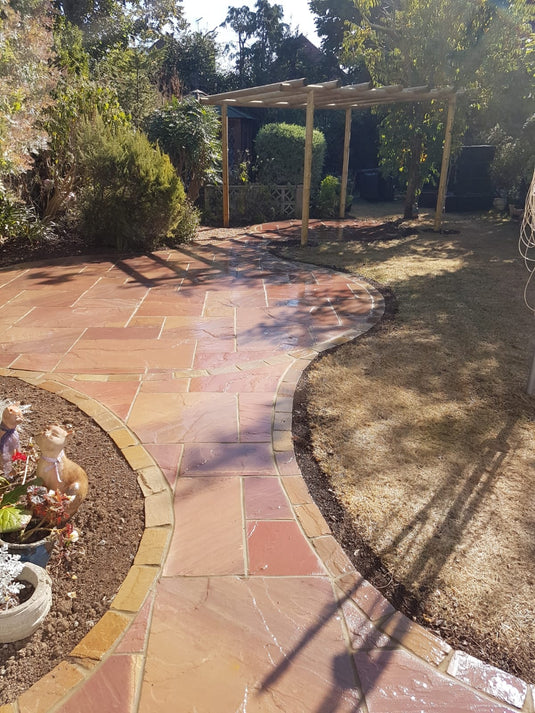 Modak Indian Sandstone Paving - 900 x 600 x 22mm - Hand Cut & Riven ...