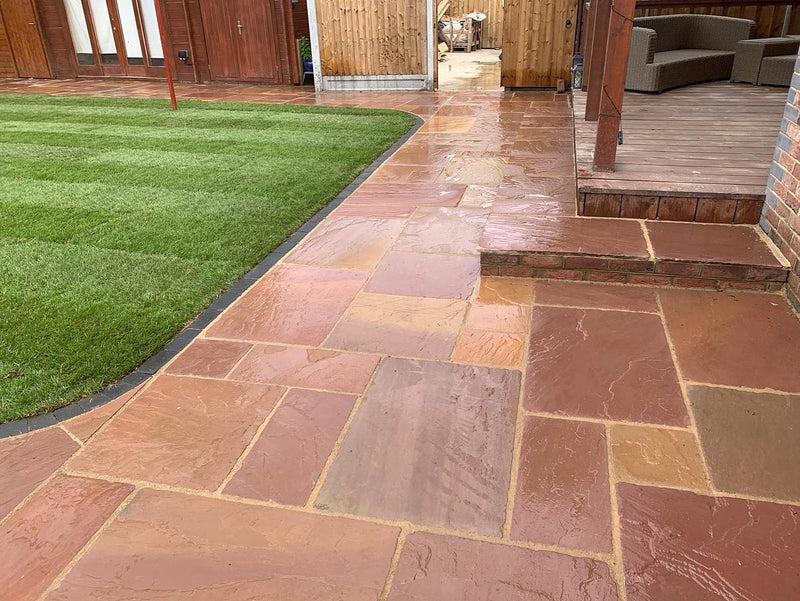 Modak Indian Sandstone Paving - 900 x 600 x 22mm - Hand Cut & Riven ...