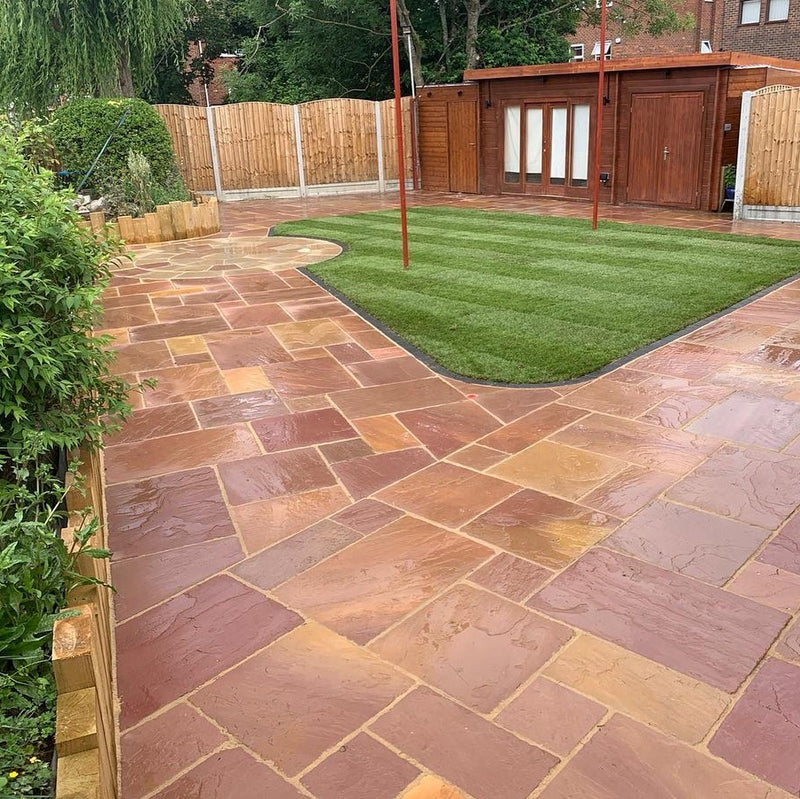 Modak Indian Sandstone Paving - 900 x 600 x 22mm - Hand Cut & Riven ...