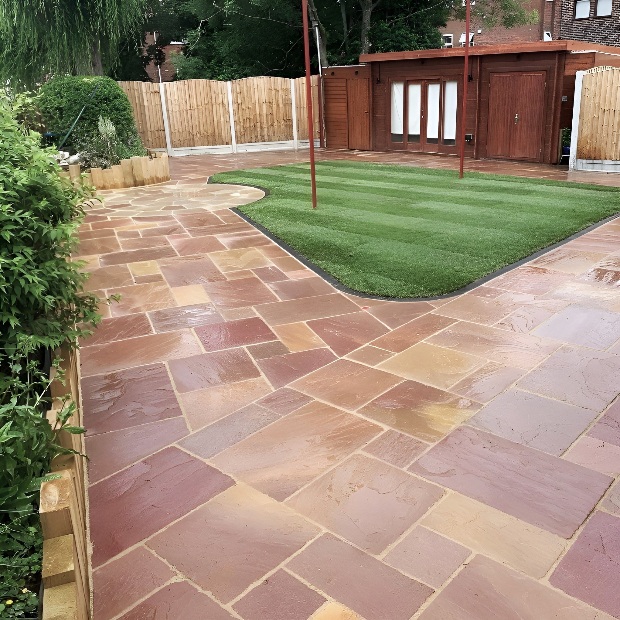 Modak Indian Sandstone Paving - 900 x 600 x 22mm - Hand Cut & Riven ...