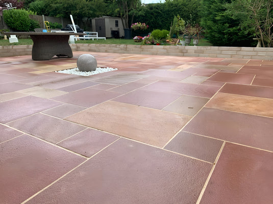 Modak Indian Sandstone Paving - 600 x 600 x 22mm - Sawn & Sandblasted ...