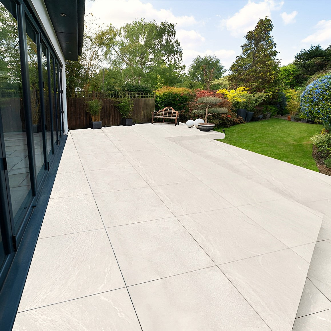 Everest Pearl - Grey Porcelain Paving Tiles - 900 x 600 x 20mm – Stone ...