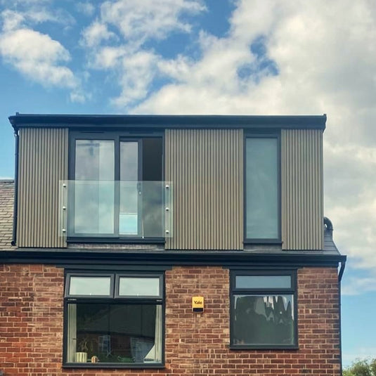 Slatted Misty Wood - Grey & Brown Composite Cladding - Cladding Board ...