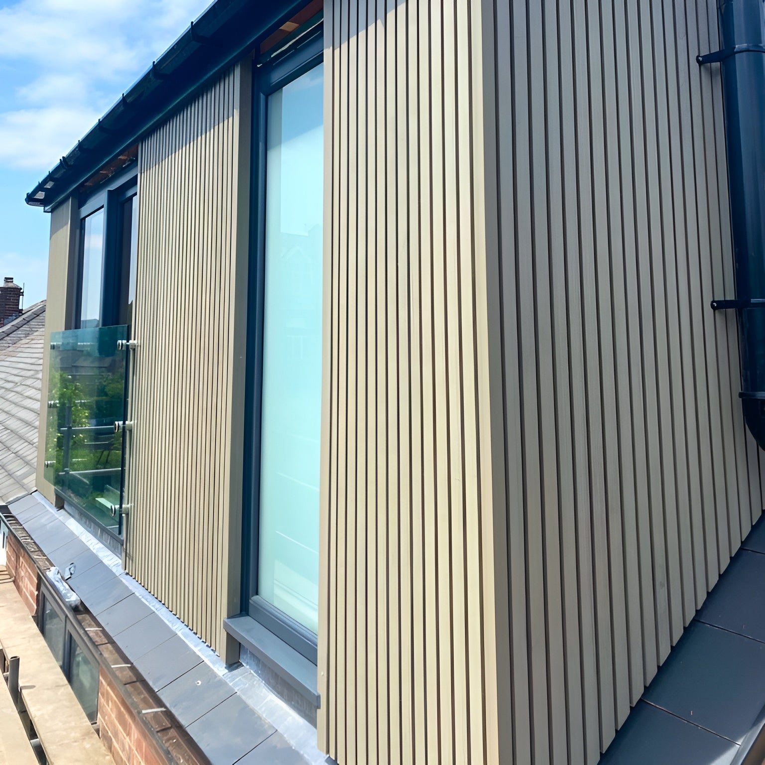 Slatted Misty Wood - Grey & Brown Composite Cladding - Cladding Board ...