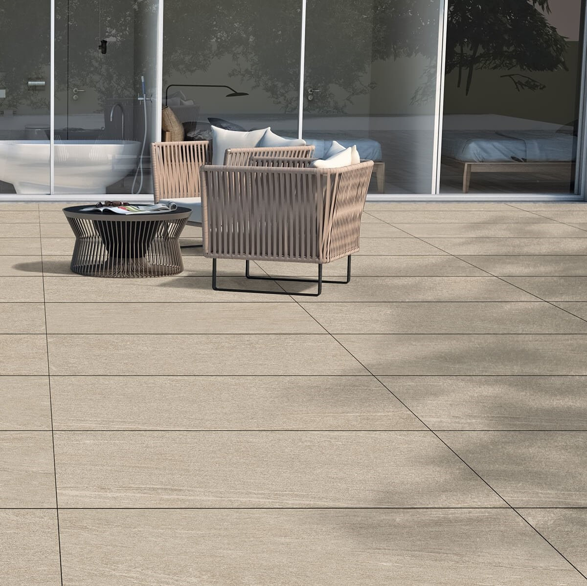 Promenade Earth - Beige Porcelain Paving Tiles - 1000 x 500 x 20mm ...
